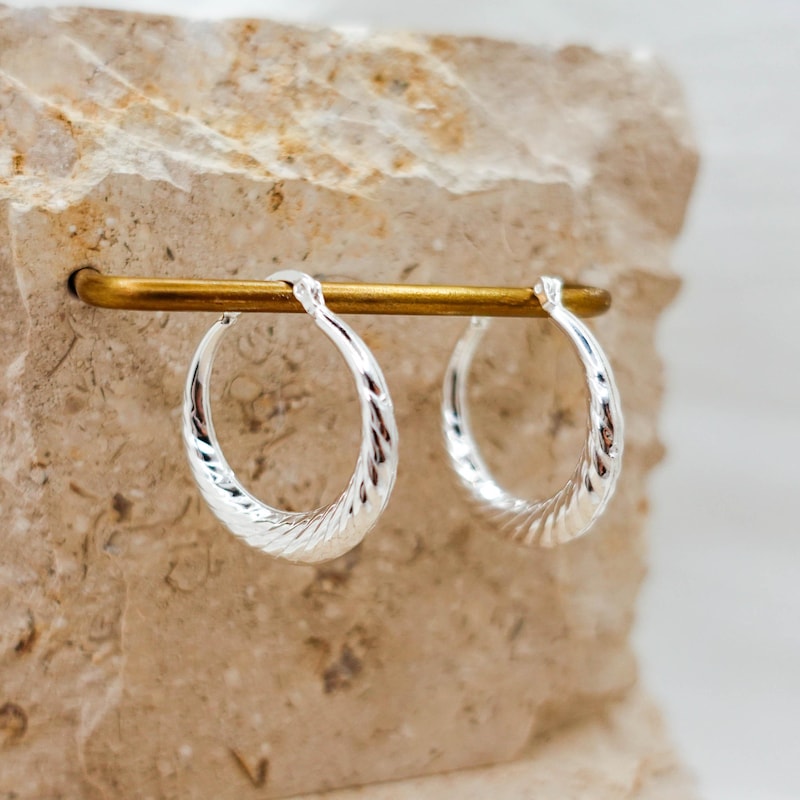 Wavy Sterling Silver Hoop - Etsy