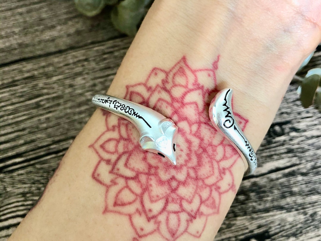 Sterling Silver Fox Bracelet, Fox Bangle , Silver Cuff Bracelet ...