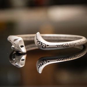 Sterling Silver Fox Bracelet, Fox Bangle , Silver Cuff Bracelet ...