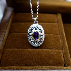 Sterling Silver Amethyst Locket Necklace. Vintage Photo Locket. Jewelry ...