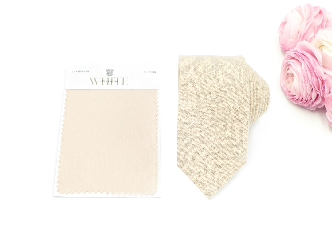 Beige Tie for Men Skinny CHAMPAGNE Neck Ties Pocket Squares - Etsy