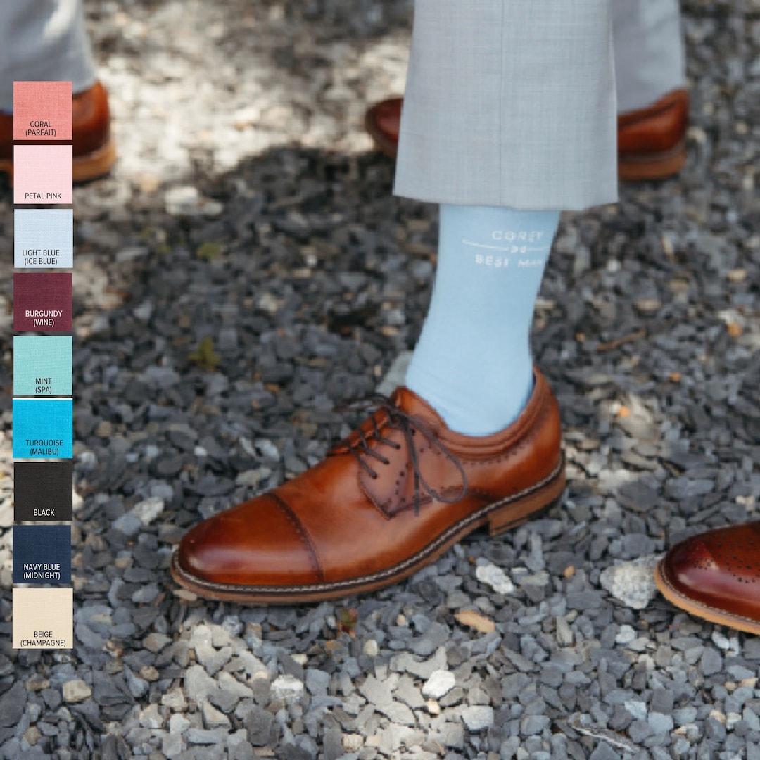 Light Blue Sock With Gold, White Custom for Wedding, Blue Dress Socks ...