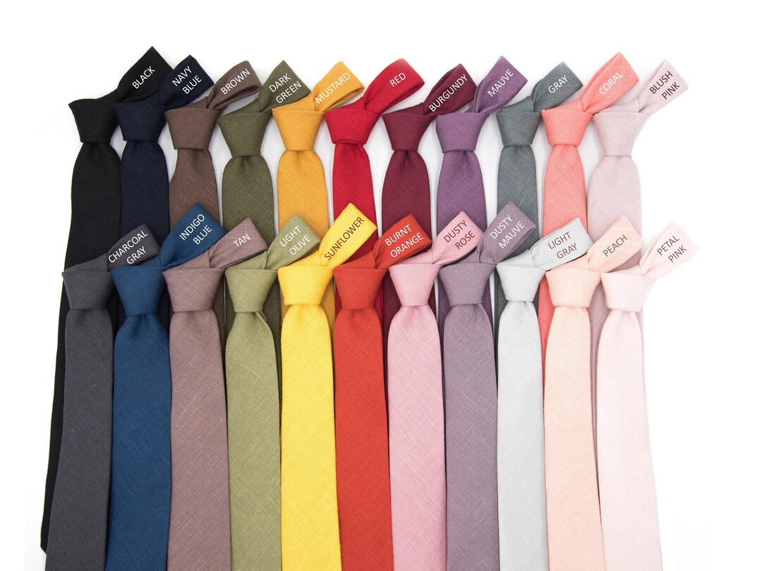 Monogram Initial Tie for Wedding, Groomsmen Linen Ties, Groomsman ...