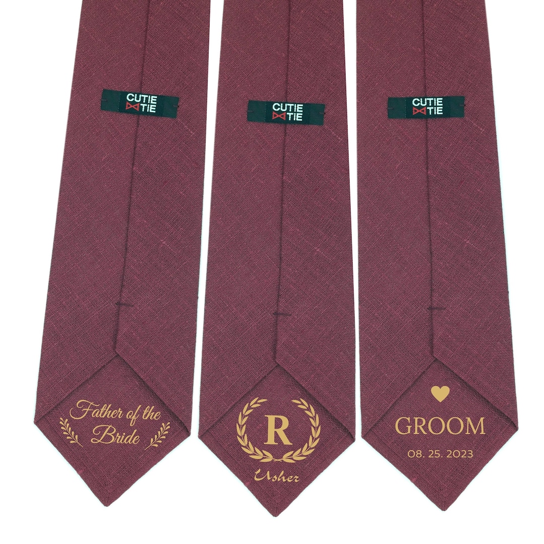 Personalized Tie Groomsmen Gift Customized Ties Burgundy Wedding Custom ...