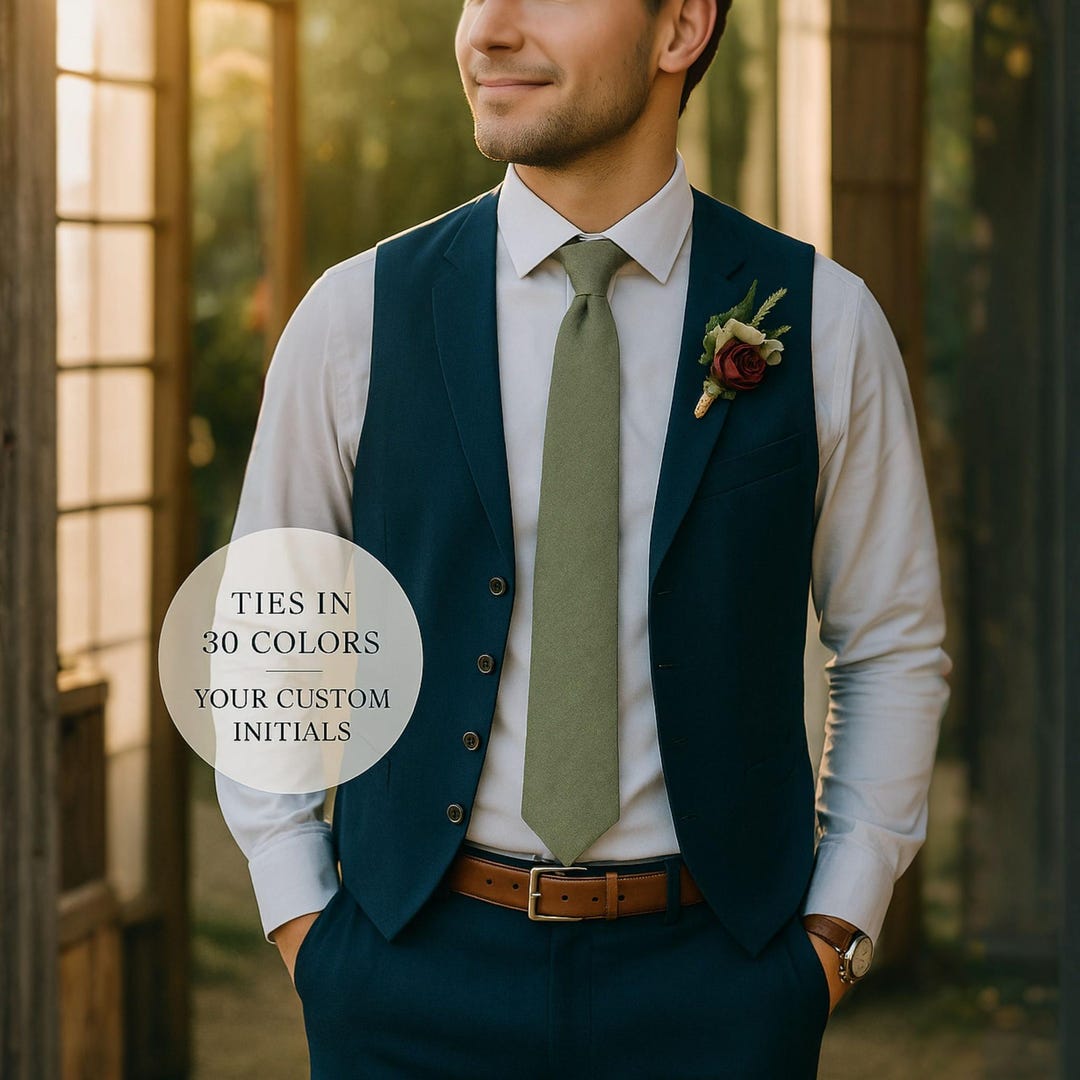 Groom Tie Sage Green - Wedding Grooms Ties - Eucalyptus Groomsmen Neck ...