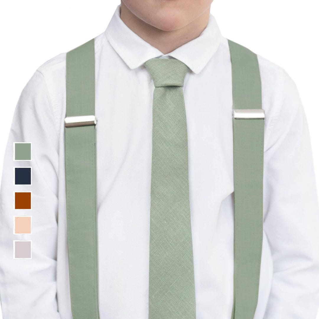 Boys Ties With Initials, Boy Neck Tie Sage Green, Ring Bearer Outfit - Etsy