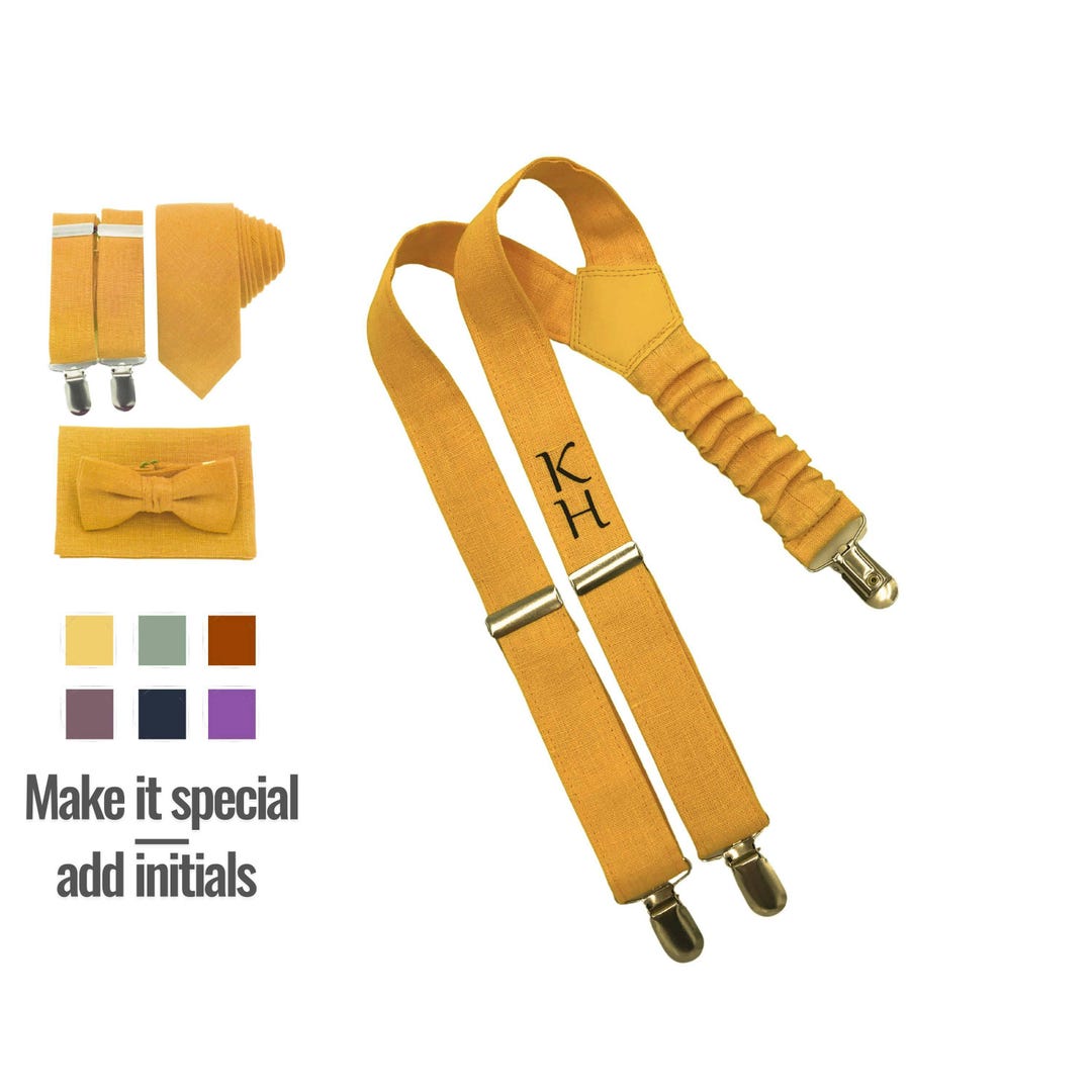 Custom Suspenders for Groomsmen, Wedding Suspender and Bowtie Set With ...