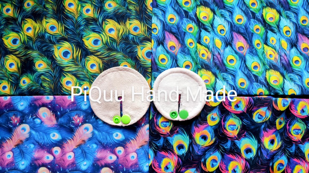 Peacock Feather Rainbow L SET of 4-10 Feeding Tube Pads PEG Covers ...
