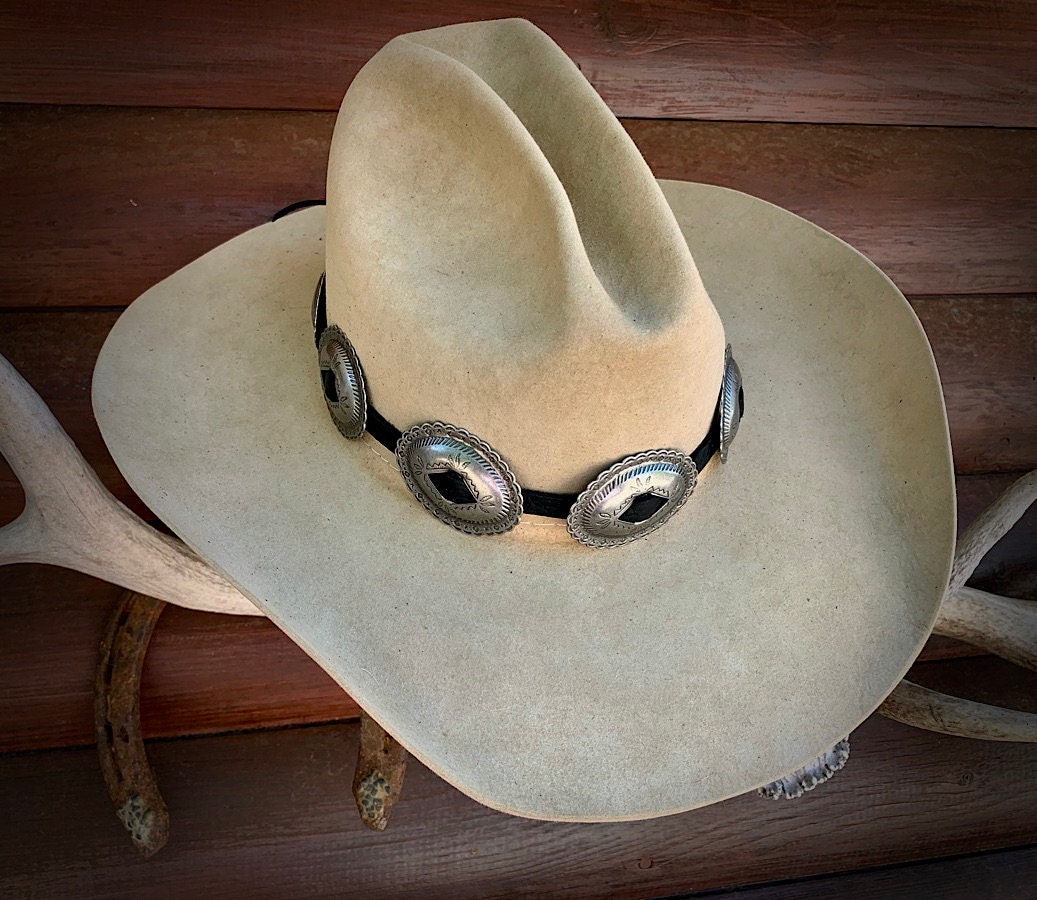 Southwest Boho Western Silver Concho Leather Hat Band Hippie | Etsy