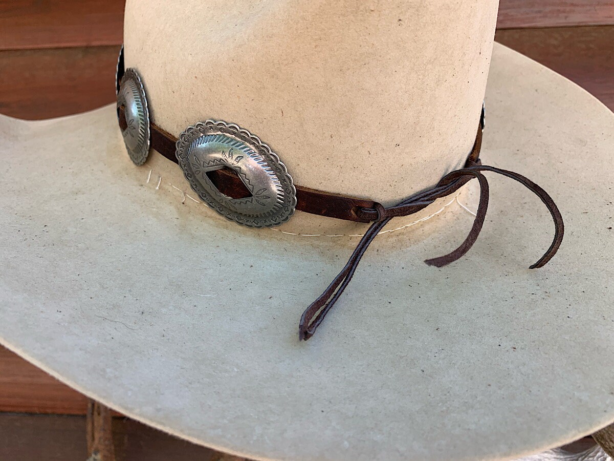 Southwest Boho Western Silver Concho Leather Hat Band Hippie | Etsy