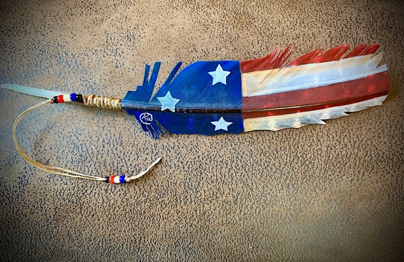 OLD GLORY Cowboy Hat Feather With New Style Beaded Sinew Wrap | Etsy