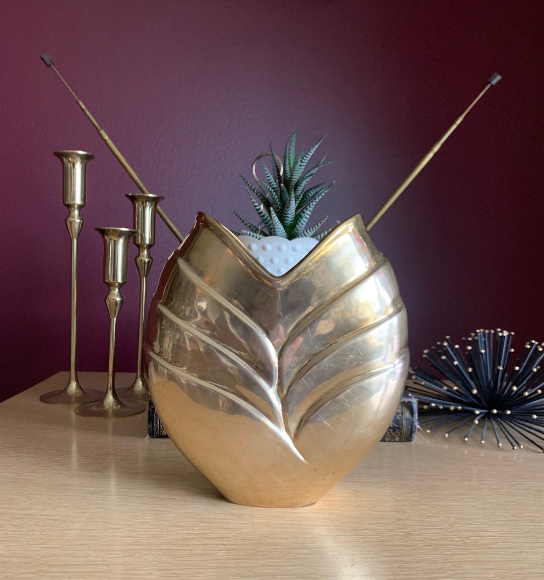 Vintage Brass Art Deco Post Modern Vase - Etsy