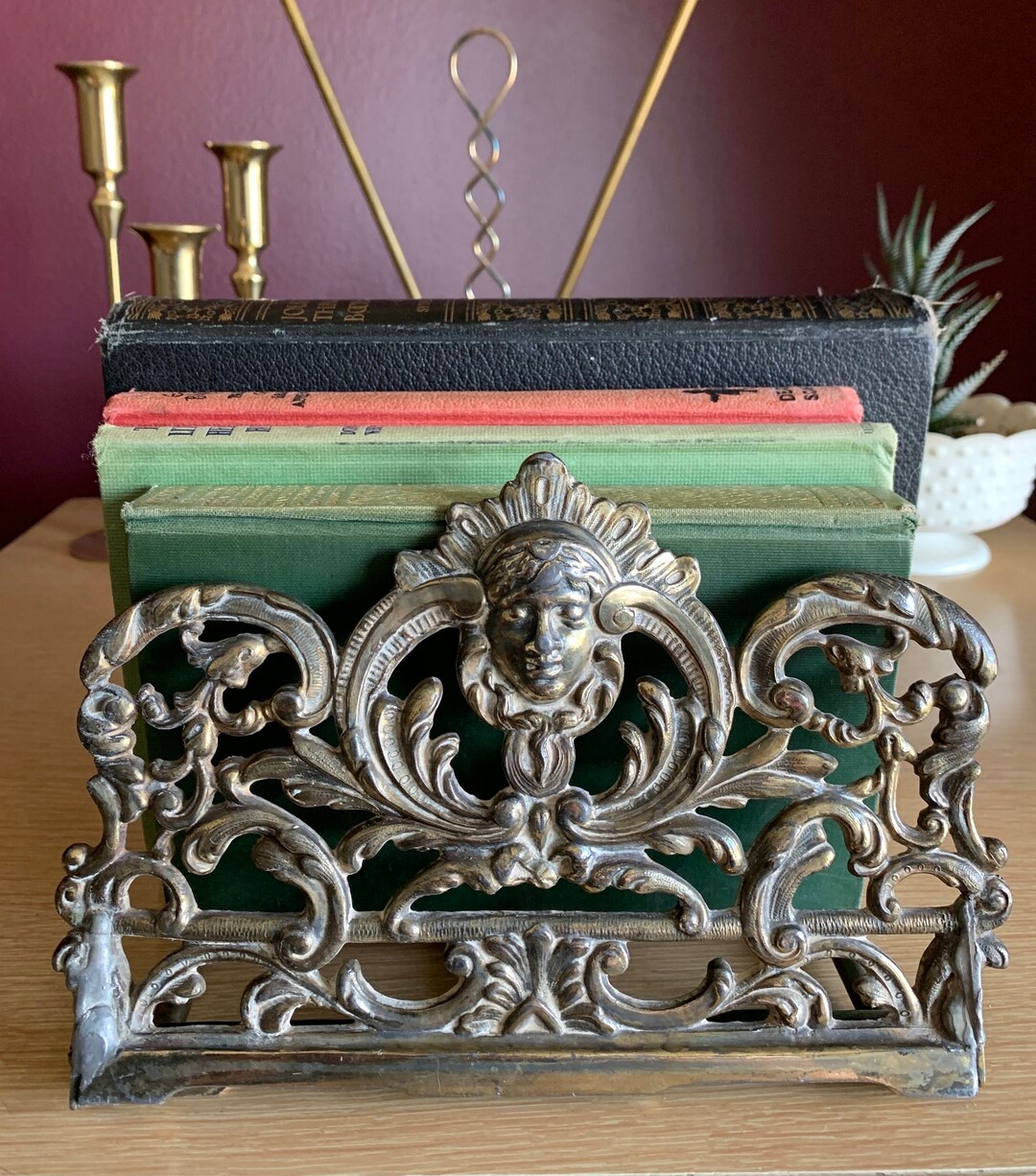 Vintage Victorian Brass Telescoping Book Stand Rack Expanding Table Top ...