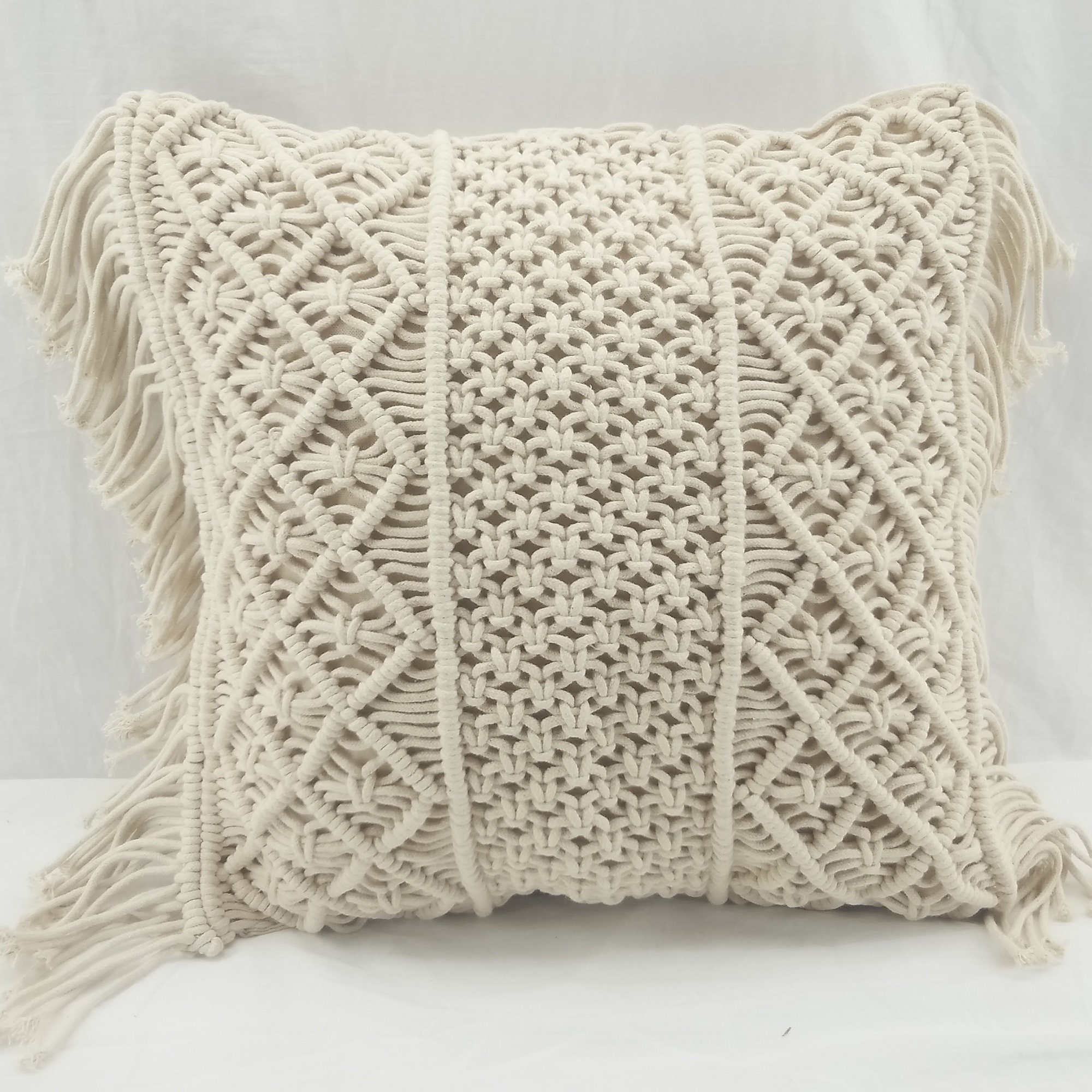 Macrame cushion cover 100% cotton decorative pillows boho | Etsy