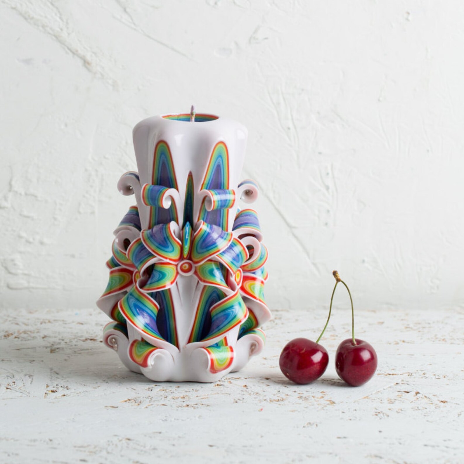 White Rainbow Candles Set Carved Candles Decorative Candles - Etsy