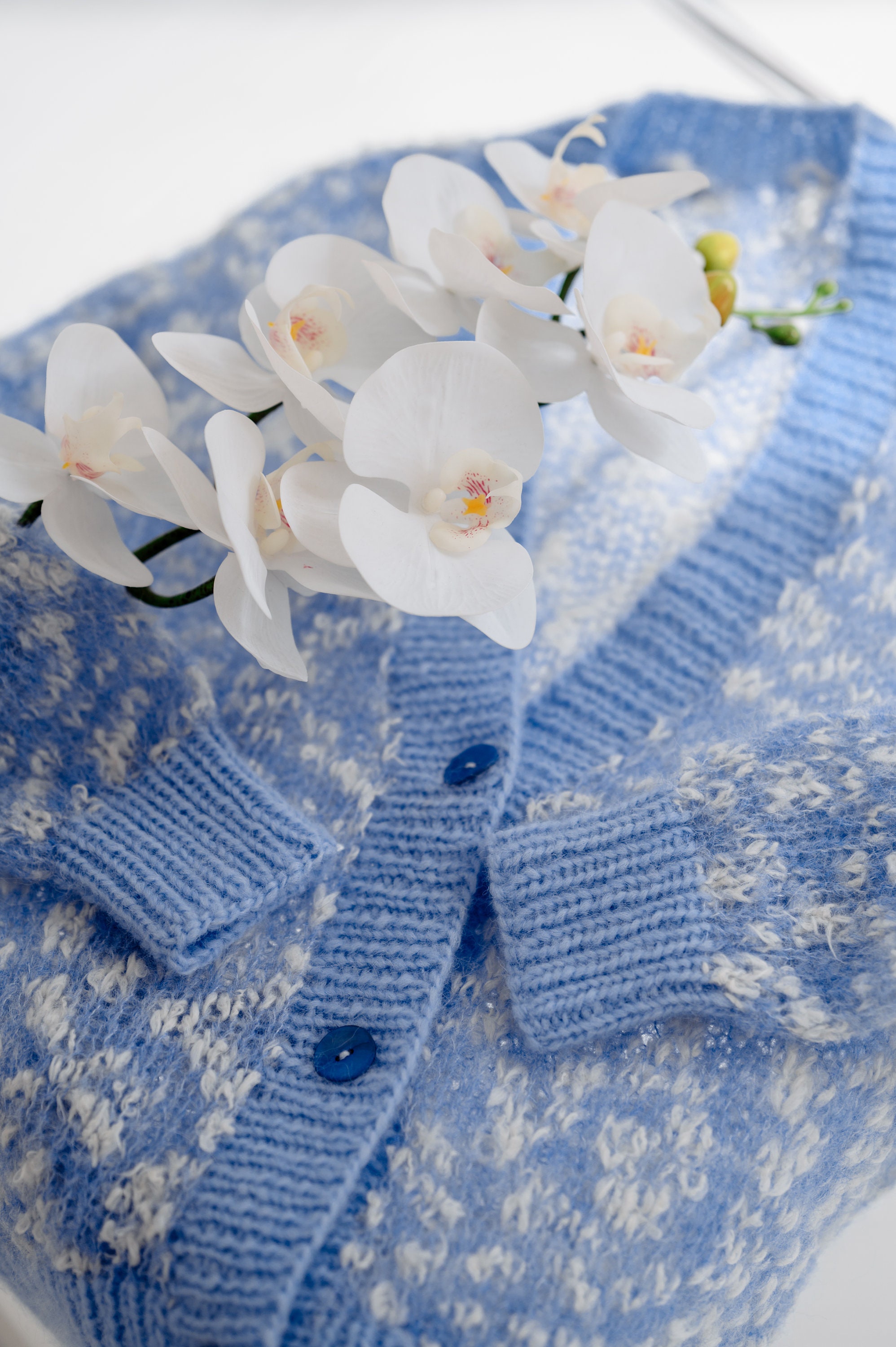 Light Blue Knit Mohair Cardigan, Handcrafted Open Front Bomber Jacket ...