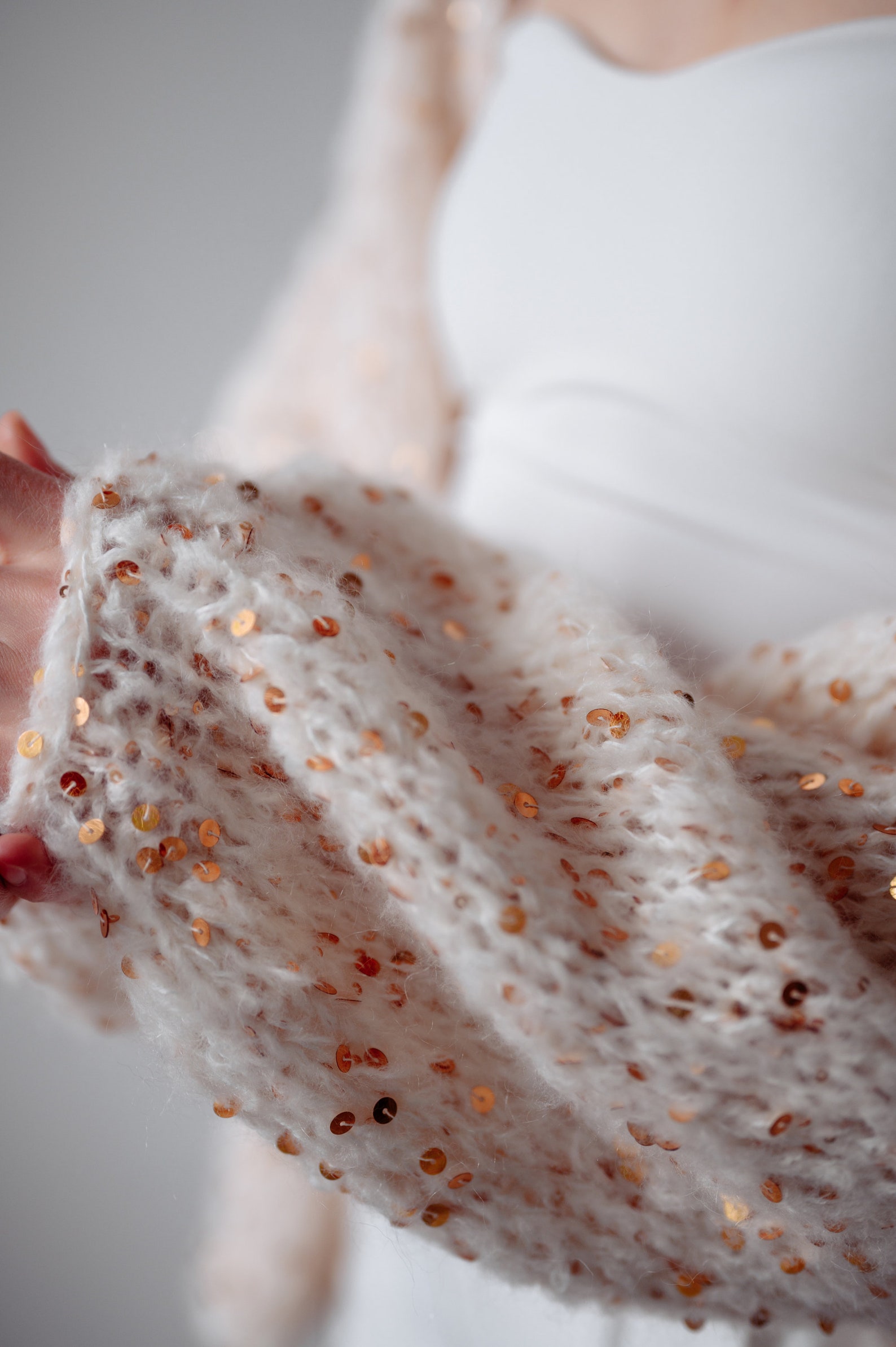 Sparkling Sequin Knitted Sweater, Sequin Mohair Cardigan, Cardigan With ...