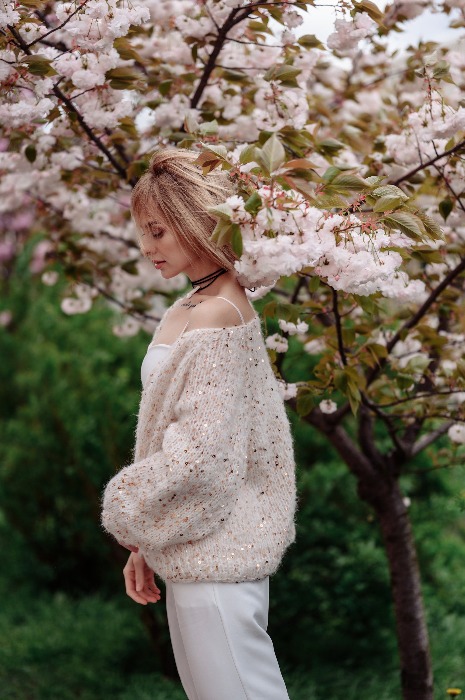 Sparkling Sequin Knitted Sweater, Sequin Mohair Cardigan, Cardigan With ...