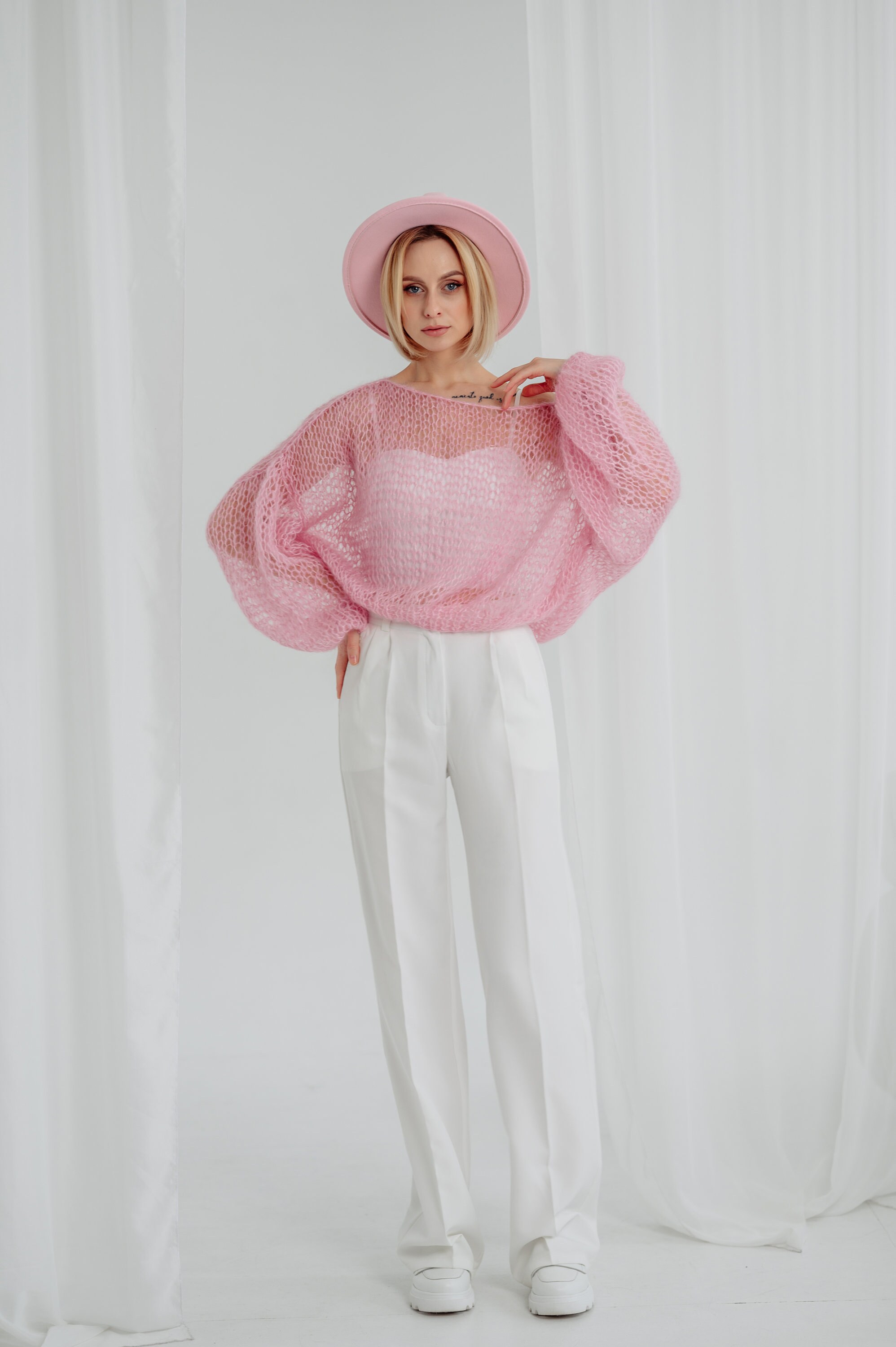 Chunky Oversized Mohair Sweater Wool Hand Knit Sweater for Women off ...