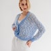 Light Blue Knit Mohair Cardigan, Handcrafted Open Front Bomber Jacket ...