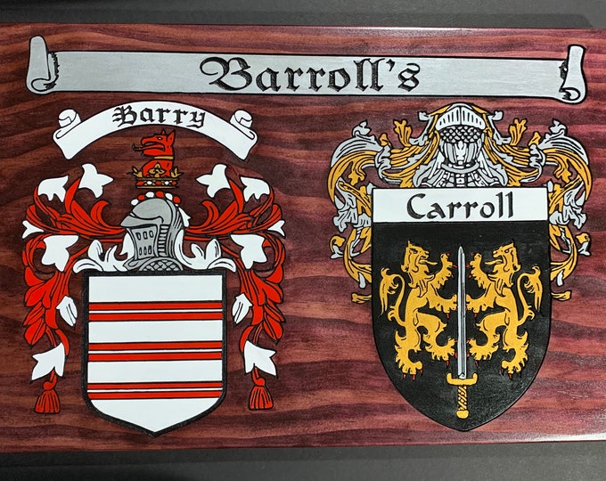 Custom Engraved Double Family Crest 11x17 - Etsy