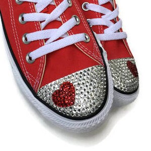 Women's Custom Heart Bling Converse Shoes. Converse W/ Bling Heart ...