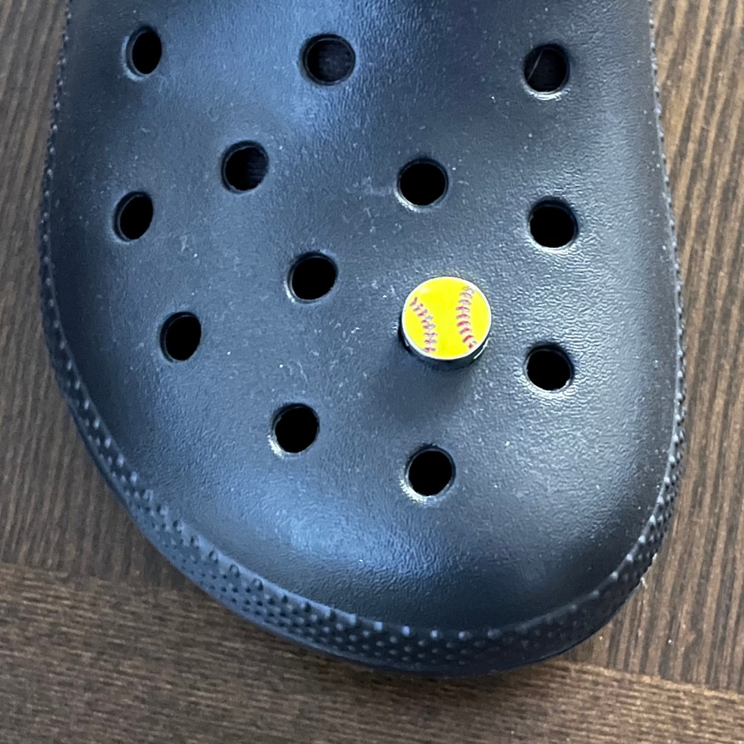 Softball Croc Charm – Yellow Softball Clog Charm With Button Back ...