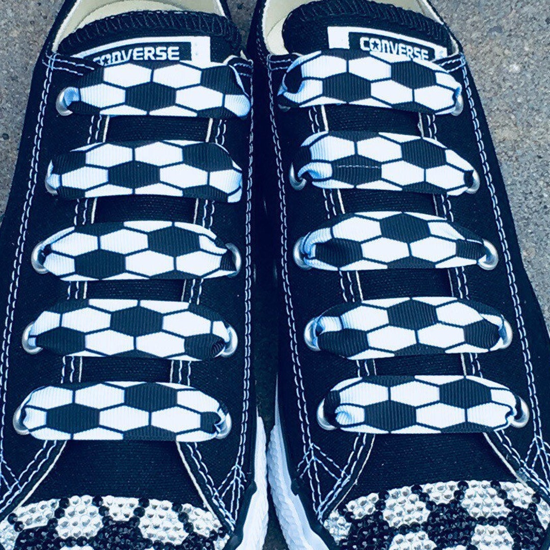 Soccer Shoelaces. 5/8" Black & White Grosgrain Ribbon W/ Soccer Balls ...