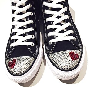 Women's Custom Heart Bling Converse Shoes. Converse W/ Bling Heart ...