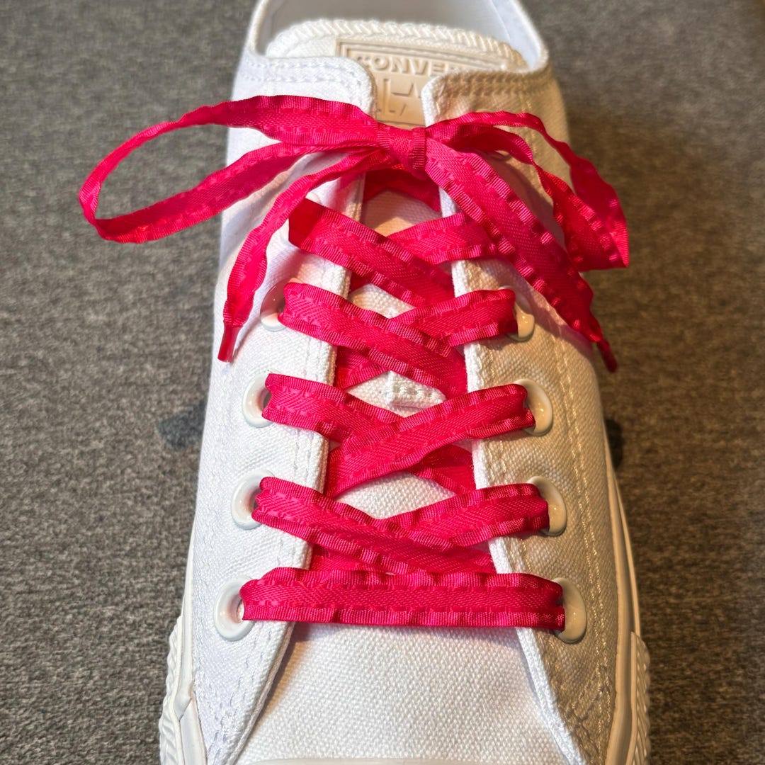 Dark Pink Ruffle Shoelaces. Fancy Fuchsia Shoelaces. 3/8" Shoelaces for ...