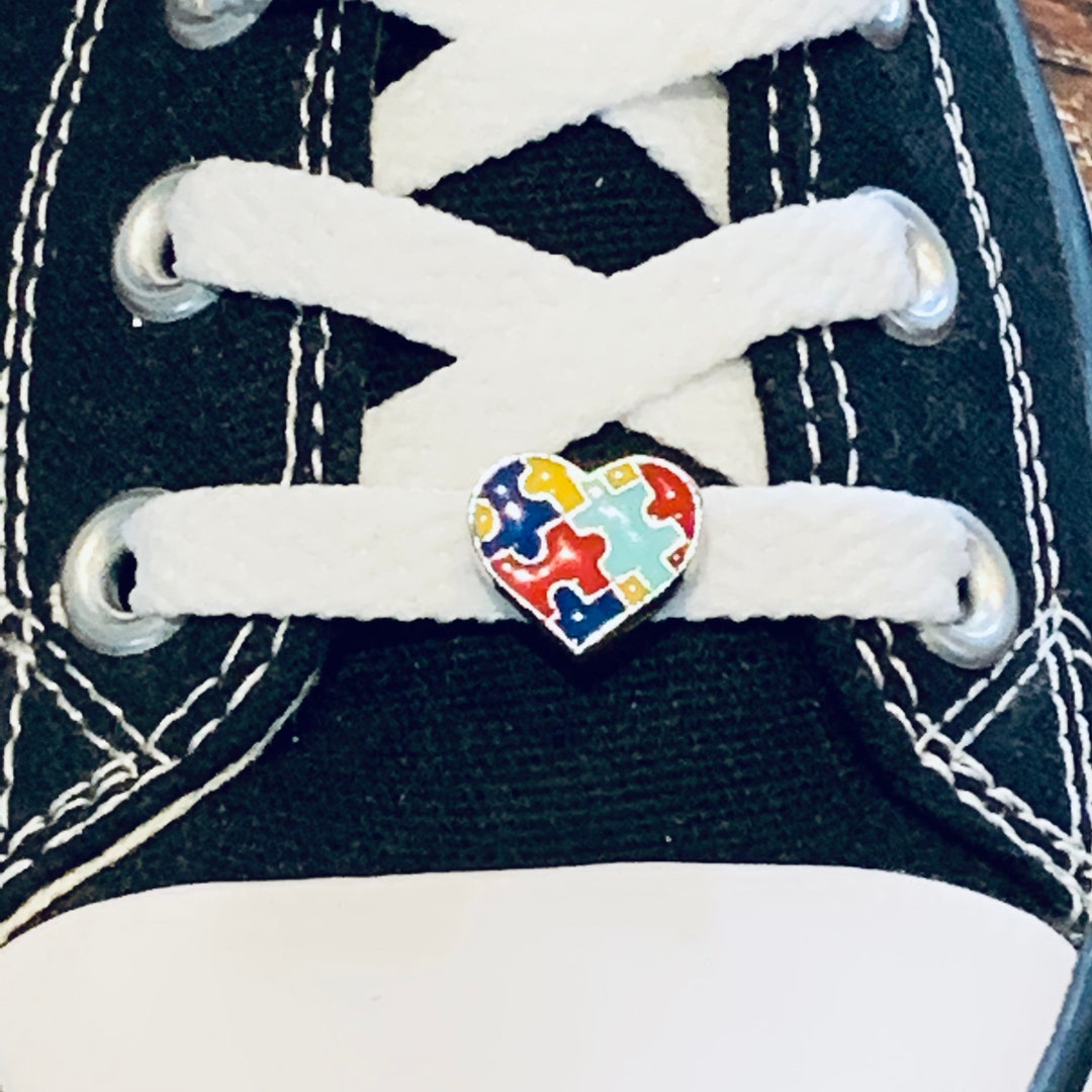 Autism Heart Puzzle Shoelace 8mm Slide Charm, Autism Ribbon Sneaker ...