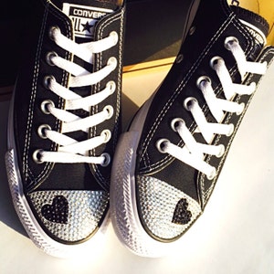 Women's Custom Heart Bling Converse Shoes. Converse W/ Bling Heart ...