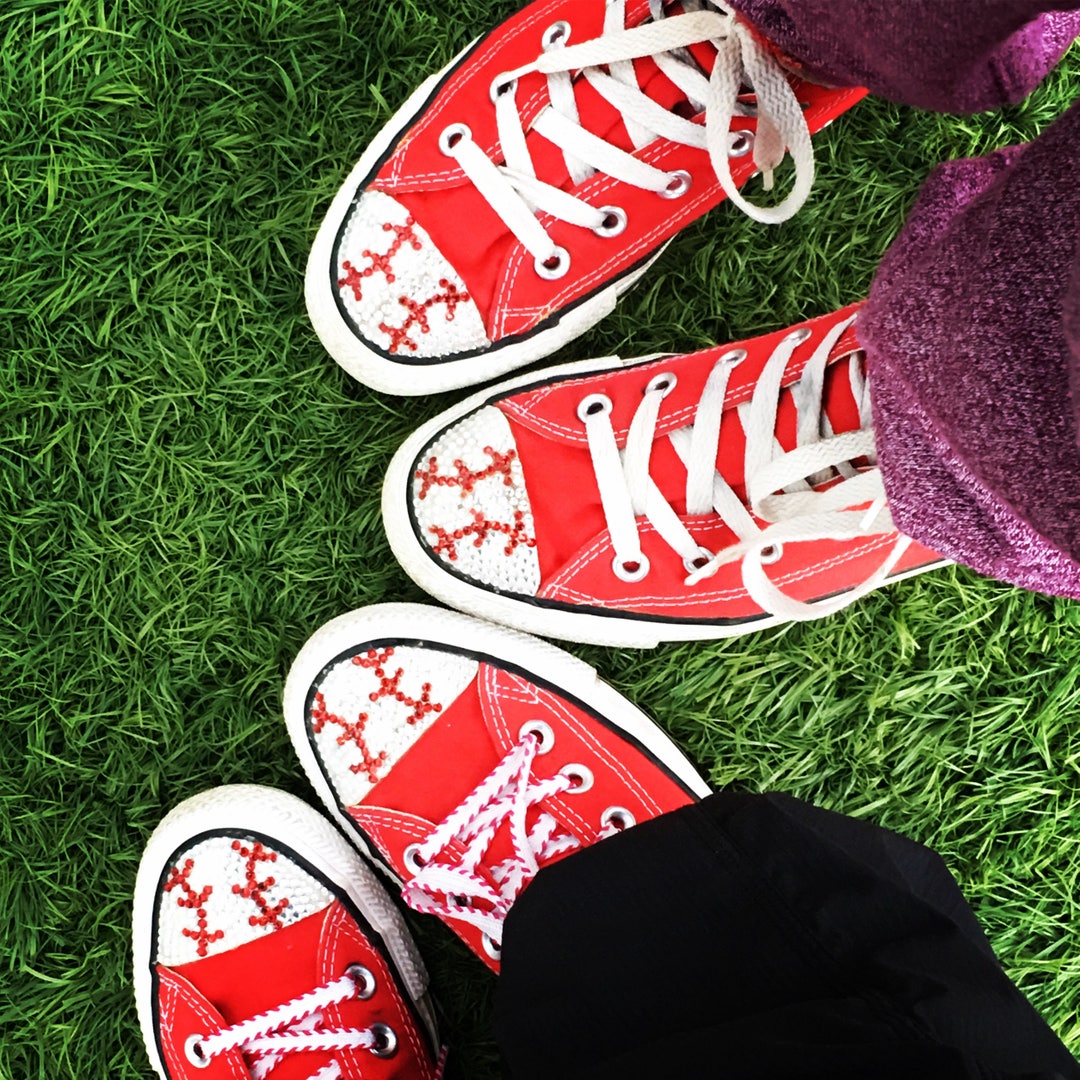 Baseball Bling Converse Shoes. Women's Custom Converse. Baseball Mom ...