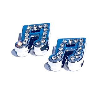 Music Note Rhinestone Croc Charm. Slide Charm W/ Button Backing. Small ...