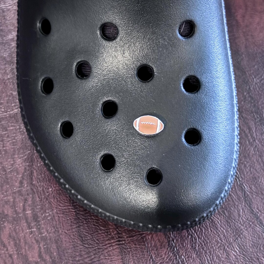 Football Croc Charm. Charm W/ Button Back. Small Brown Football Clog ...