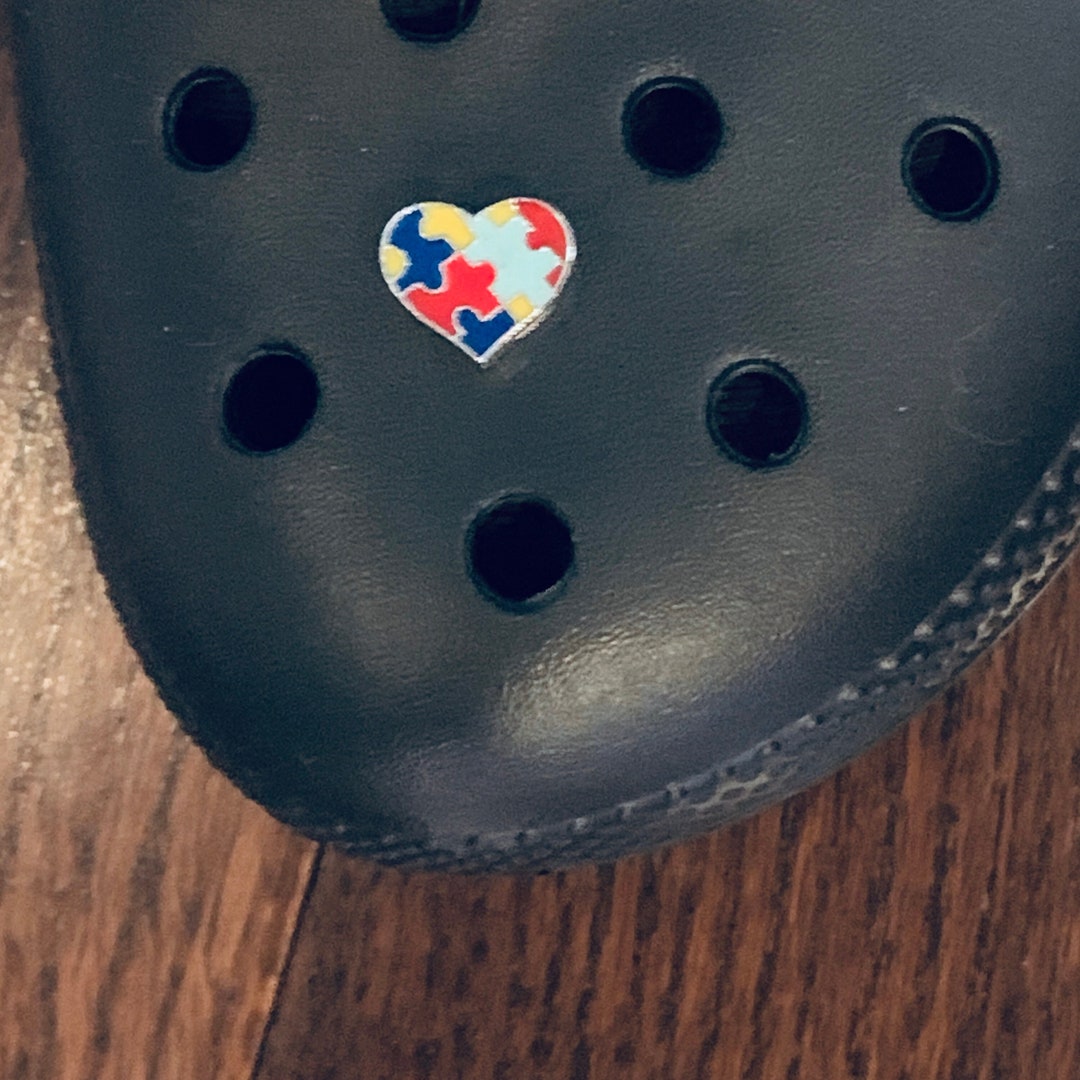 Autism Heart Puzzle Croc Charm. Autism Heart Charm. Autism Ribbon ...