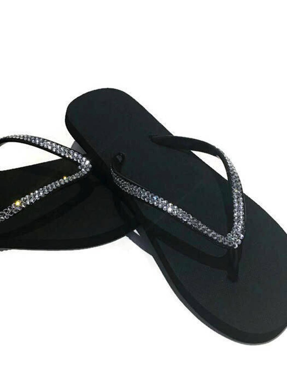 Bling Flip Flops w/ Clear Rhinestones. Summer Sandals. Bridal | Etsy