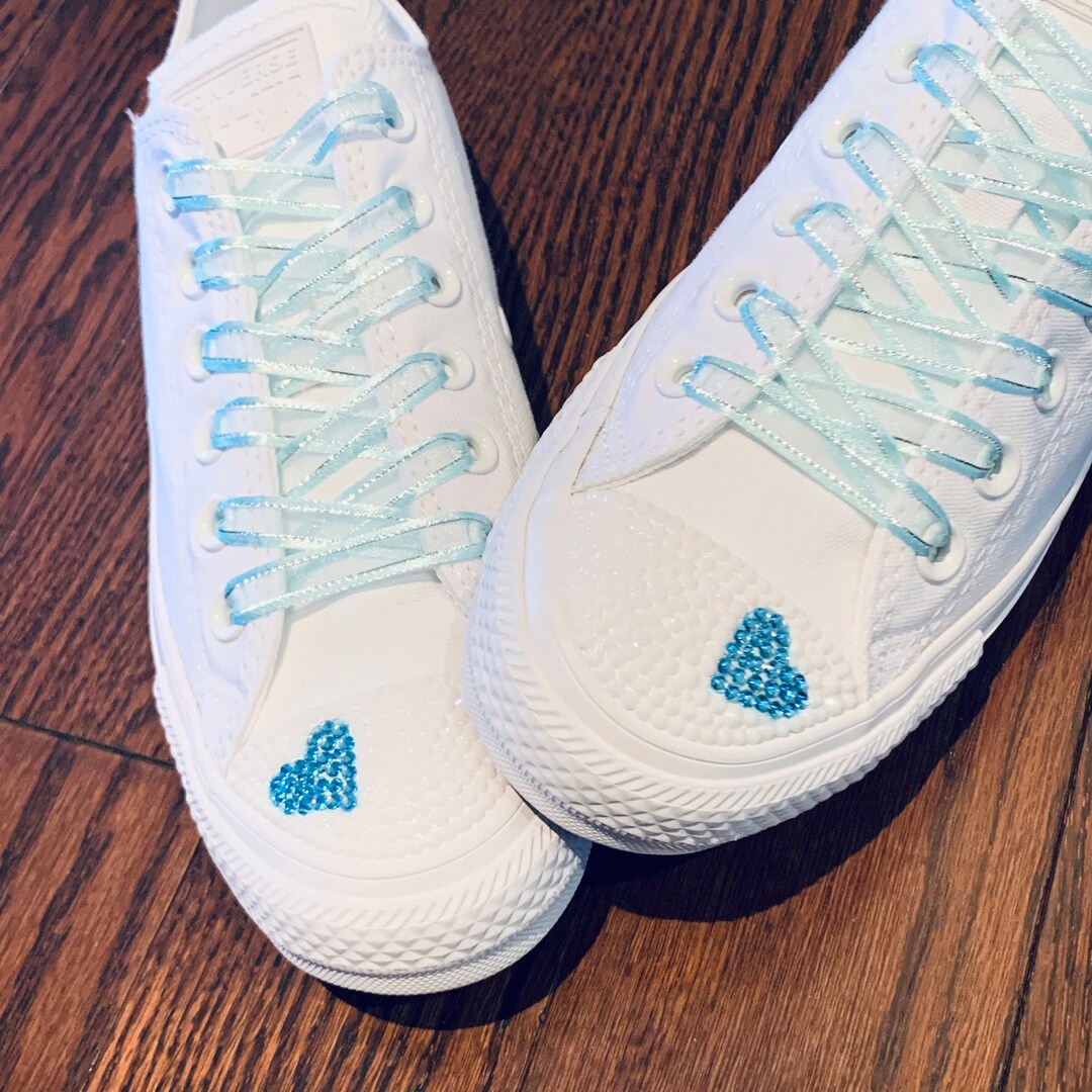 Girl's Heart Bling Shoes – Custom Converse Sneakers W/ WHITE ...