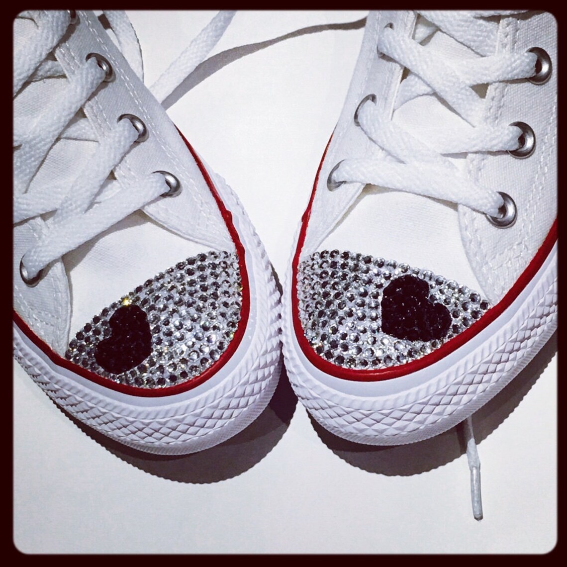 Women's Custom Heart Bling Converse Shoes. Converse w/ | Etsy
