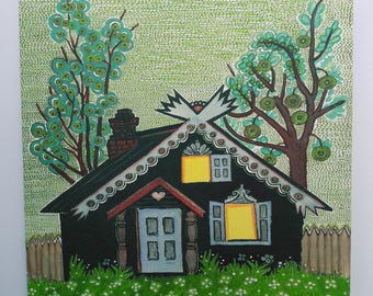 Folk art houses | Etsy