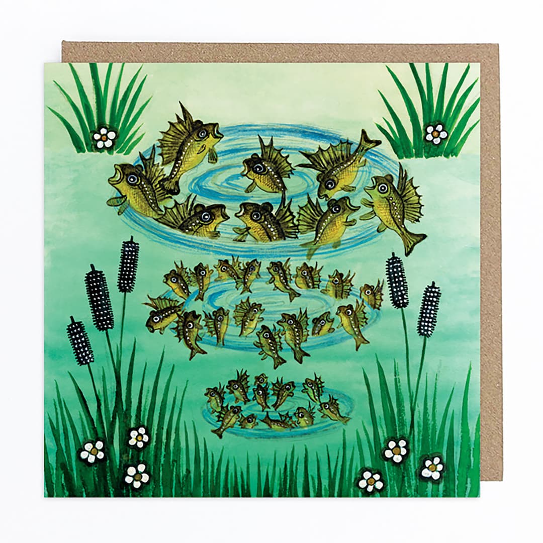 Fish Greeting Card, Perch Fish Pond Card, Recycled Paper Card, Blank ...