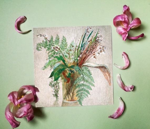 Wild Flowers Fern Bouquet Sympathy Card Fading Forest | Etsy