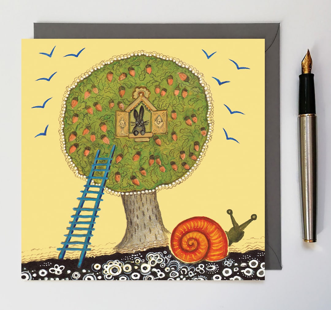 Oak Tree Art Card, Folk Tales, Hare in a Tree House, Giant Snail ...
