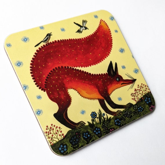 Kitchen & Dining Home & Living fox drink coaster Made in the UK red fox ...