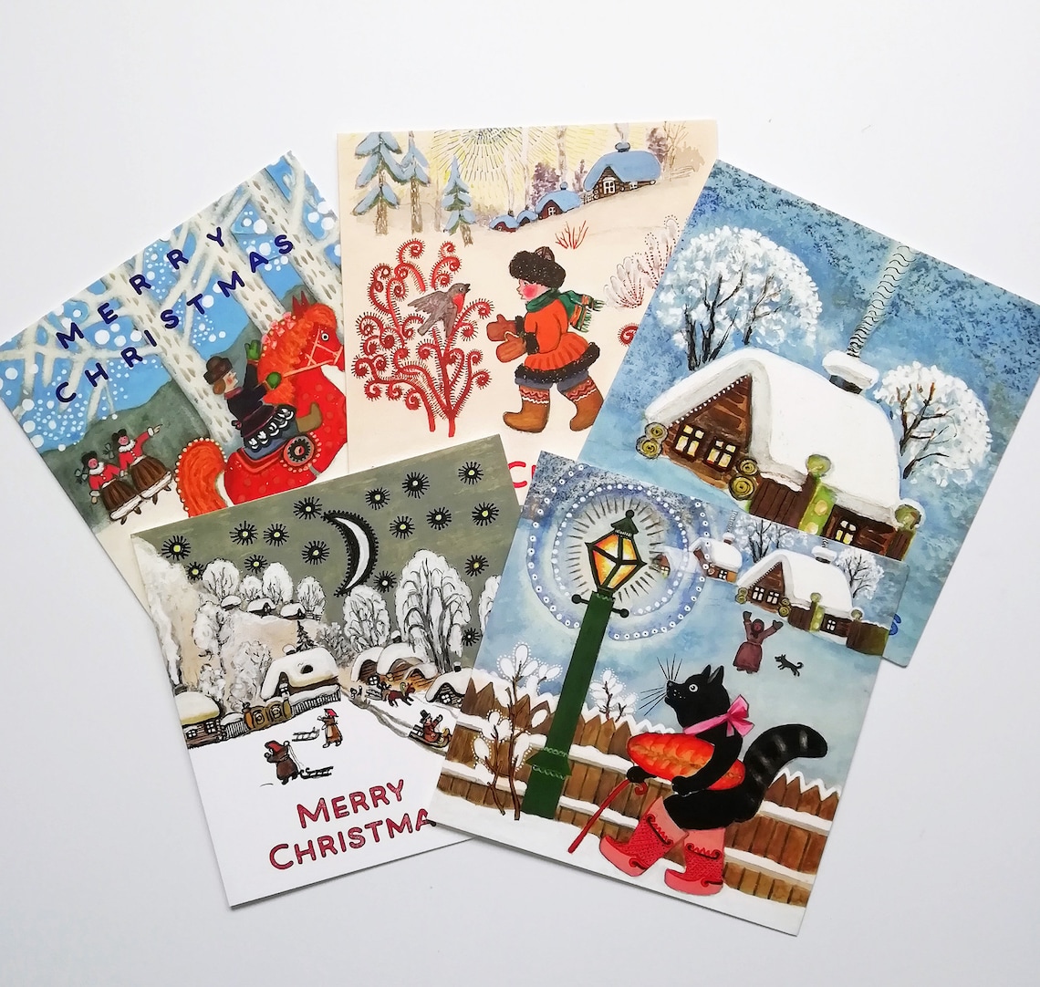 Christmas Card Bundle Christmas Art Cards Multi Buy Folk Art - Etsy UK