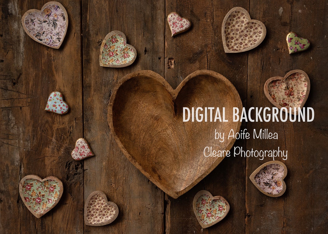 Newborn Wooden Heart Digital Backdrop - Etsy