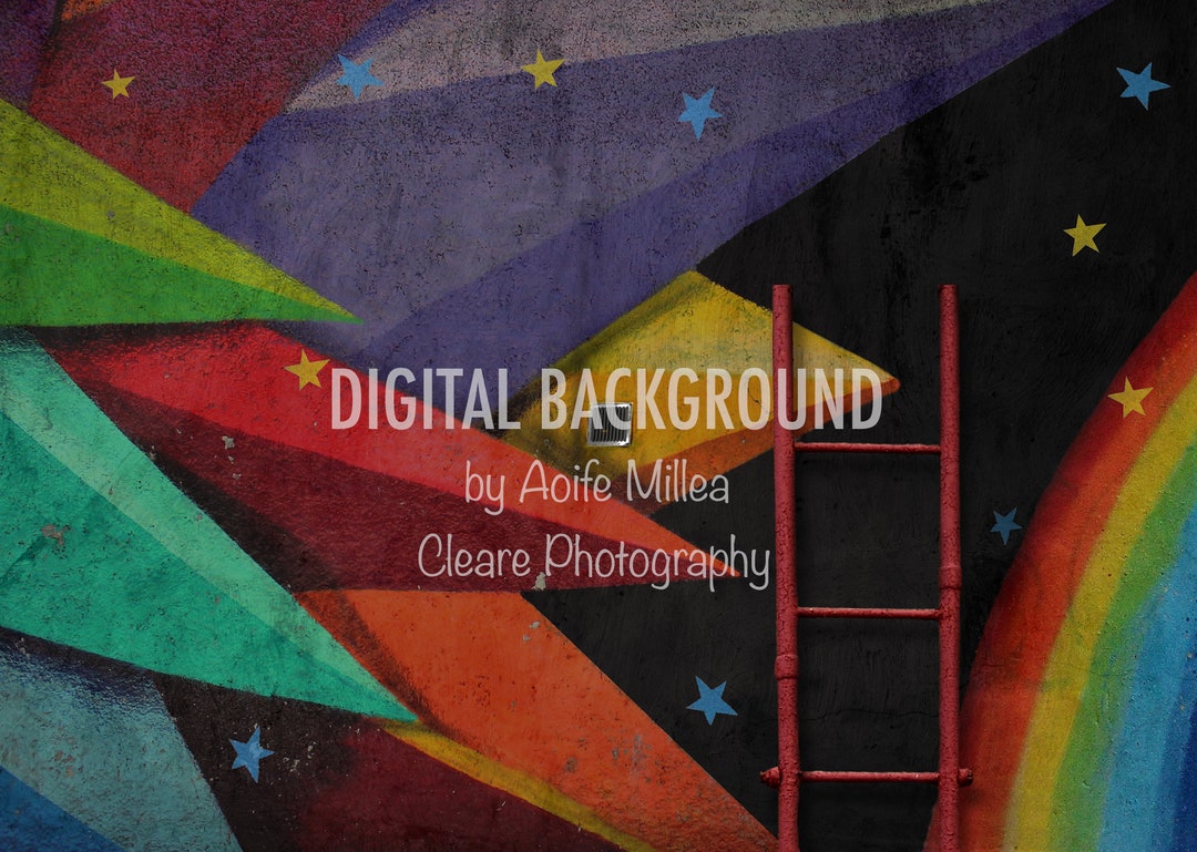 Rainbow Wall Ladder Children and Teens Digital Backdrop - Etsy