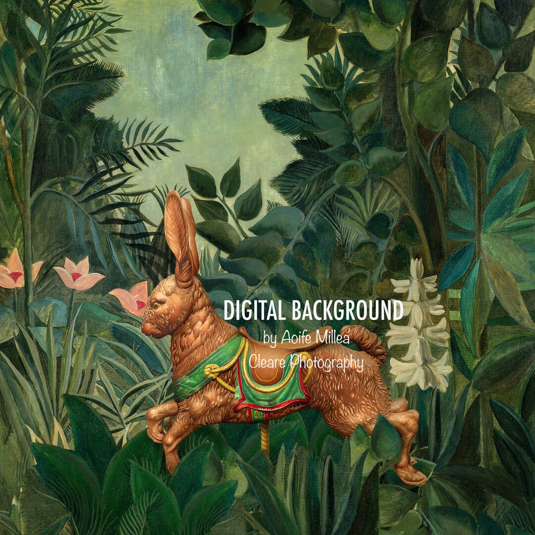 Antique Illustration Carousel Rabbit Digital Backdrop - Etsy