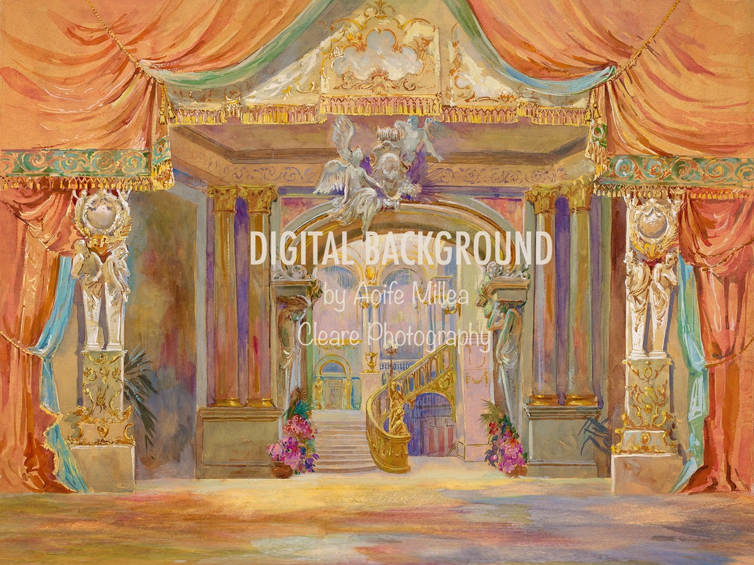 Pastel Restored Theatre Stage , Antique Collection Digital Backdrop - Etsy