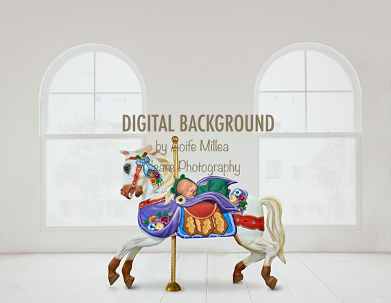 Carousel Horse Window All Ages Layered Digital Backdrop | Etsy